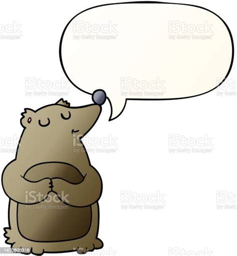부드러운 그라데이션 스타일의 연설 거품이 있는 만화 곰 곰에 대한 스톡 벡터 아트 및 기타 이미지 곰 귀여운 그늘 Istock