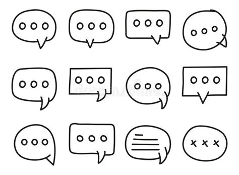 Doddle Hand Drawing Line Chat Bubble Collection Vector Illustration