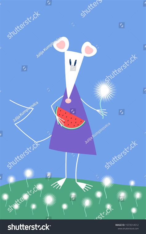 Cartoon Triangle Shaped White Rat Mouse 스톡 벡터 로열티 프리 1573514512