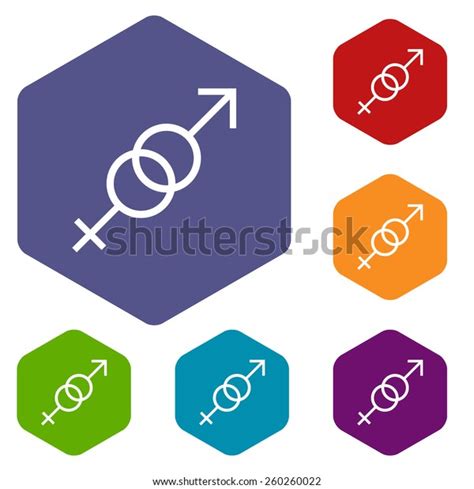 Sex Rhombus Icons Set Different Colors Stock Vector Royalty Free