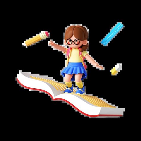 千库网 3d立体开学季卡通人物 元素编号13604306 花瓣网