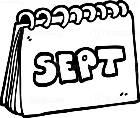 Line Drawing Cartoon Calendar Showing Month Of September 39881010 Png