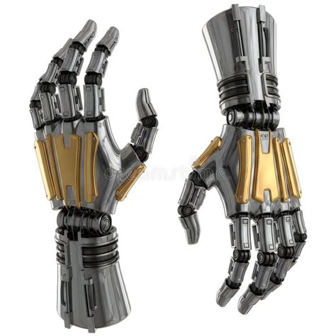 Robotic Metallic Cybernetic Arm Bionic Prosthetic Hand Model Stock