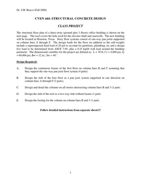 Cven 444 Structural Concrete Design Class Project Pdf Beam