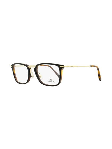 Omega Eyewear Rectangular Frame Engraved Logo Glasses Brown Farfetch