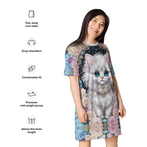 Kitty Cat Nightgown Night Shirt T Shirt Dress Kitten Nightie Etsy