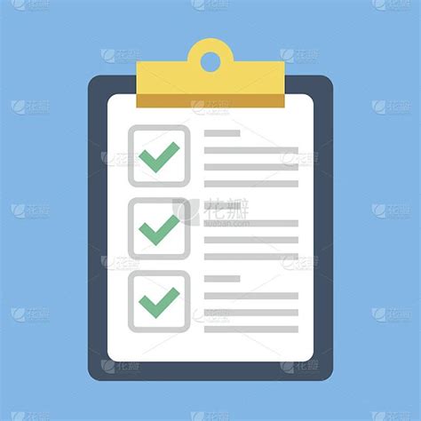 剪贴板和复选标记。平面风格设计矢量插图素材 花瓣网