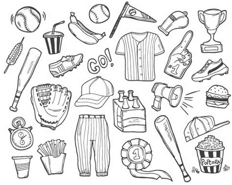 1600 Baseball Line Art Drawing Stock Illustrations Royalty Free