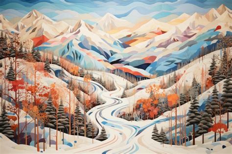 Premium Ai Image Ski Trail Patterns Generative Ai