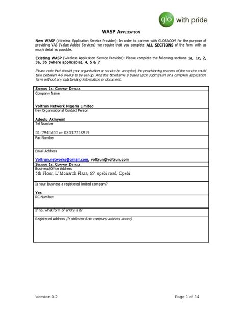 Wasp Application Form Template Pdf Short Message Service Interactive Voice Response