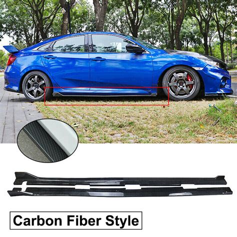 2016 2021 Honda Civic Sedan Hatckback Carbon Look Side Skirts Extensi