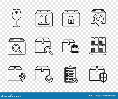 Set Line Location With Cardboard Box Delivery Security Shield Locked Package Package Check
