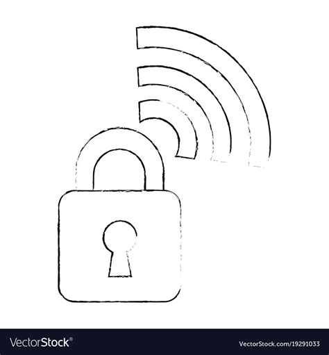 Padlock With Wifi Signal Royalty Free Vector Image