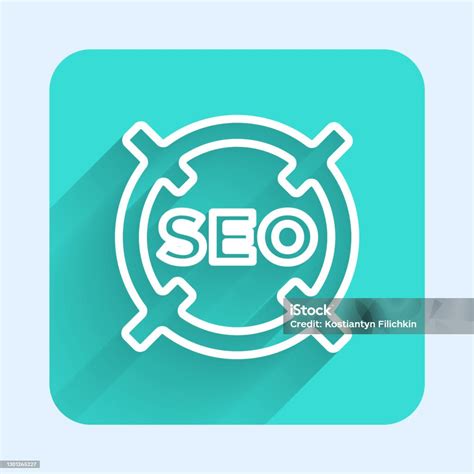 白い線seo最適化アイコンは長い影で隔離されています緑の四角いボタンベクトル アイコンのベクターアート素材や画像を多数ご用意 アイコン