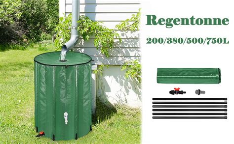 Aufun Regentonne Faltbar 200l Regenwassertonne Wassertank Mit