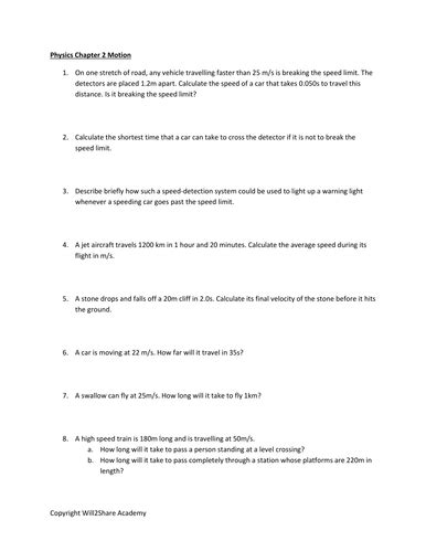Complete Motion Worksheet Distance Velocity Acceleration Motion Graphs Teaching Resources