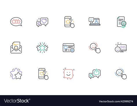 Feedback Line Icons User Opinion Customer Vector Image