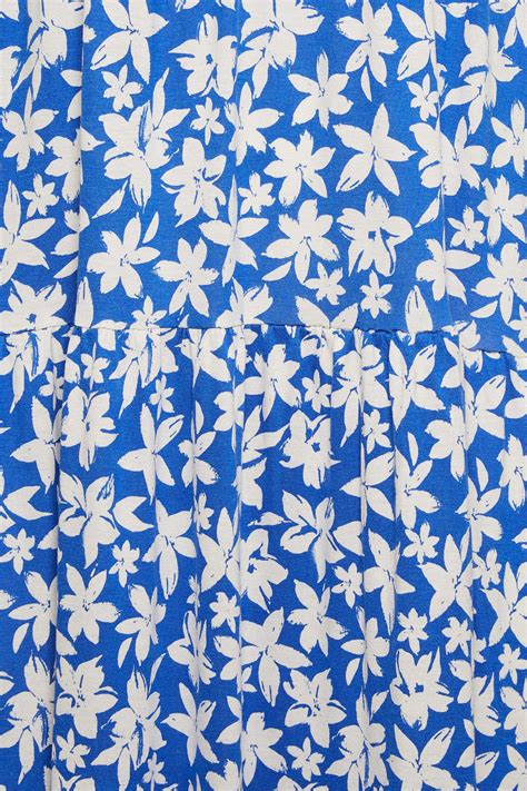 Yours Plus Size Blue Floral Print Wrap Midi Dress Yours Clothing