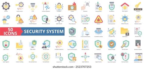 security system icon collection set containing stock vector royalty