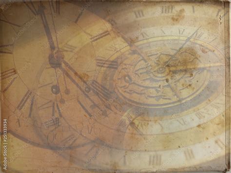 Vintage Clock Background Old Time Retro Steampunk Canvas Paper Map