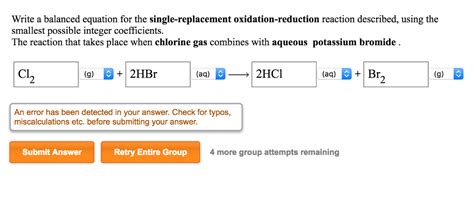 Solved Write A Balanced Equation For The Single Replacement