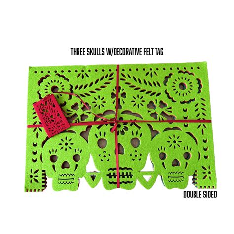 Double Sided Felt Papel Picado Placemat Sets Three Skulls Sew Bonita
