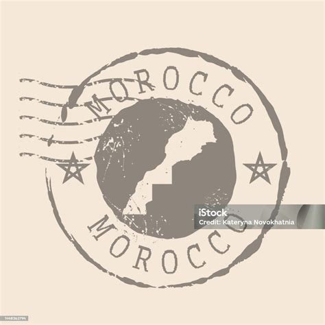 Timbre Postal Du Maroc Carte Silhouette Caoutchouc Seal Voyage Rétro De Conception Sceau De Map