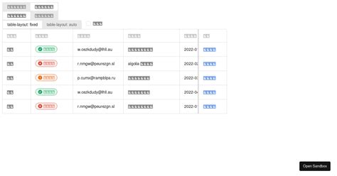 Fixed Column Table Codesandbox