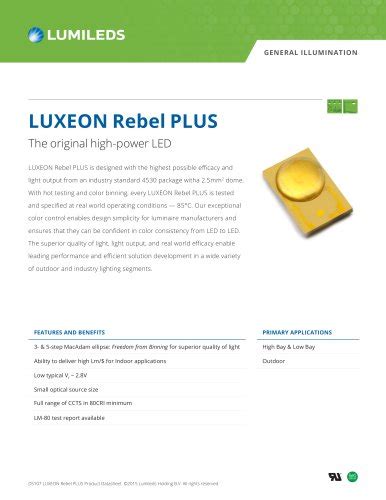 Luxeon K2 Datasheet Philips Lumileds Lighting Company Pdf Catalogs