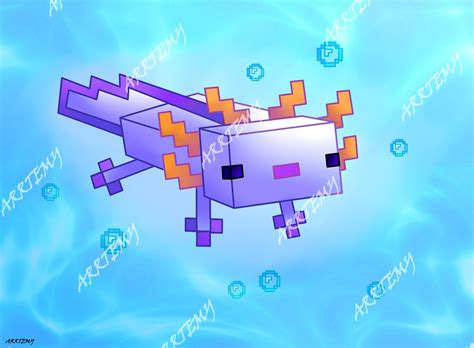 Download Minecraft Blue Axolotl Fanart Print Etsy