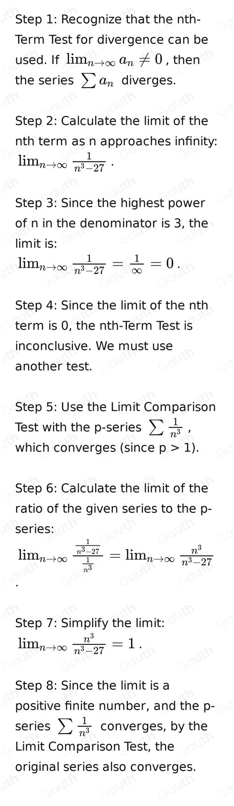 Solved Test For Convergence Or Divergence Using One Of The Tests