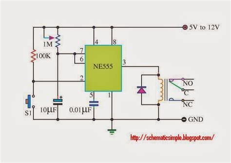 Timer Control With NE555 Schematic Simple