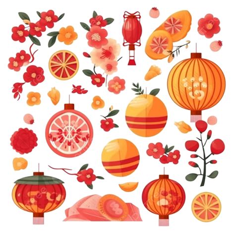 구정 랜턴 매화 과일 실제 효과 봄 축제 폭죽 새해 Png 일러스트 및 이미지 에 대한 무료 다운로드 Pngtree