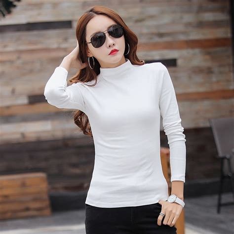 Áo thun nữ giữ nhiệt cổ 3cm lót nỉ nhẹ mềm mại ấm áp quyến rũ tôn
