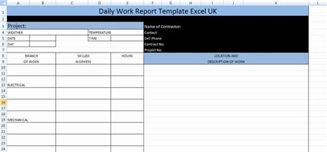 Daily Work Report Template