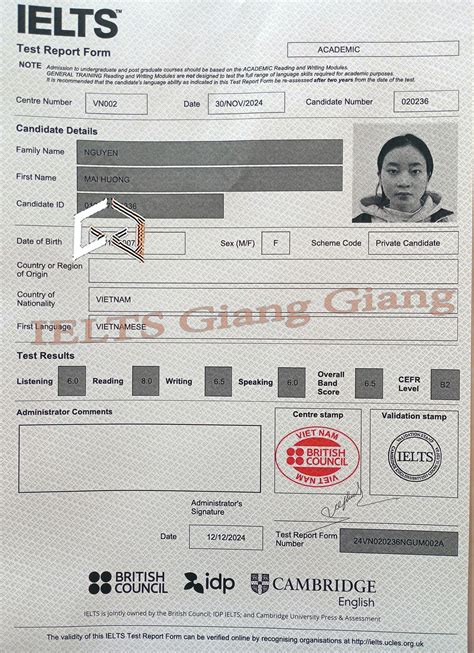 Ielts NguyỄn Mai HƯƠng 65 Ielts Overall HỌc ViÊn LỚp Ielts