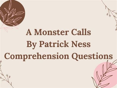 A Monster Calls Comprehension Questions Teaching Resources