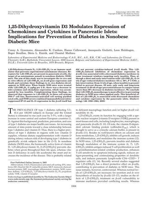 Pdf 125 Dihydroxyvitamin D3 Modulates Expression Of Chemokines And