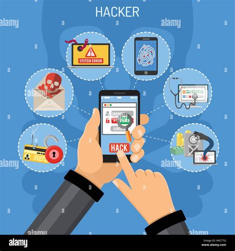 Cyber Crime Concept With Hacker Stock Vector Image And Art Alamy