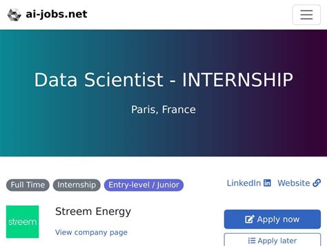 Hiring Data Scientist Internship In Paris France Raimljobs