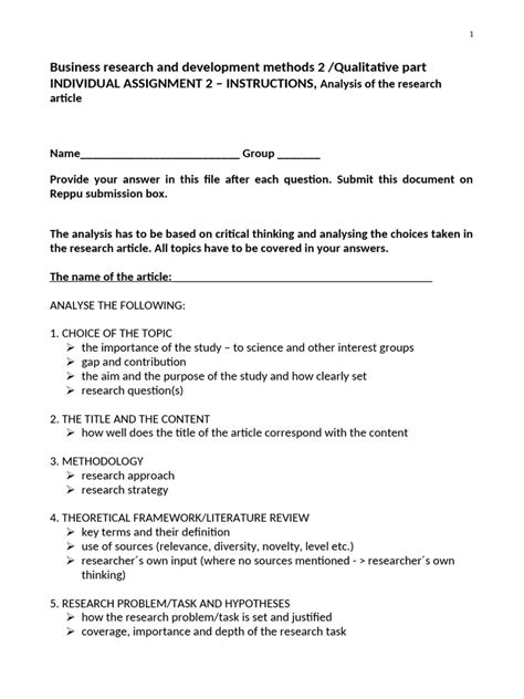 Final Individual Assignment 2 Instructions Pdf Methodology Qualitative Research