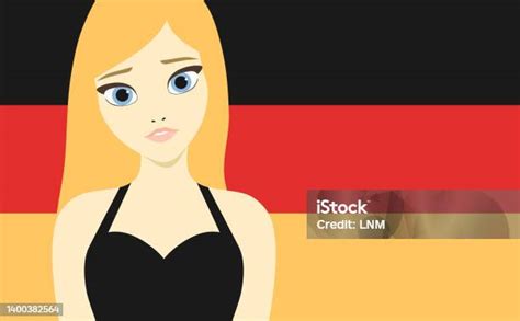 Wanita Pirang Bermata Biru Yang Cantik Di Depan Ilustrasi Vektor