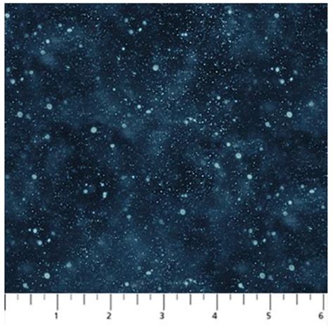 Silent Night Snowy Texture Dark Blue Cotton Fabric Heavenly Fabric Shop