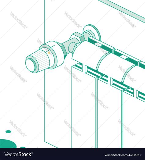 Isometric Heating Radiator With Thermostat Vector Image