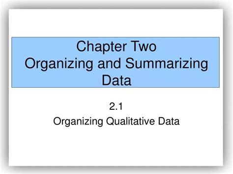 Ppt Chapter Two Organizing And Summarizing Data Powerpoint