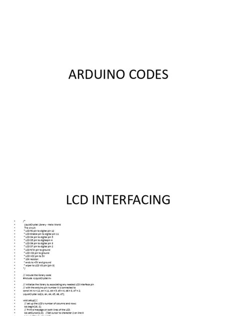 Arduino Interfacing Codes Pdf Arduino Cursor User Interface