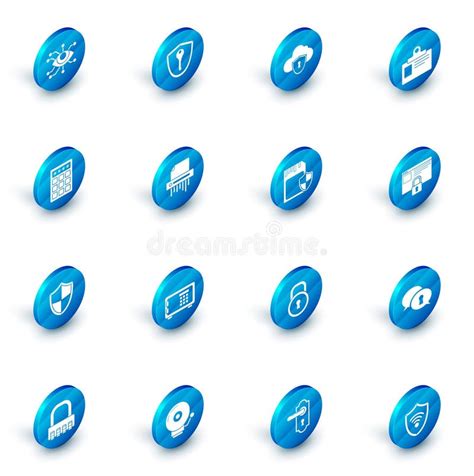 Set Shield With Key Cloud And Shield Identification Badge Password Protection Safety Access