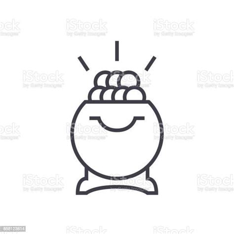 보물 골드 벡터 라인 아이콘 기호 그림 배경 편집 가능한 선 냄비 가마솥에 대한 스톡 벡터 아트 및 기타 이미지 가마솥
