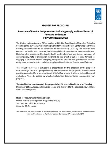 Professional Interior Design Scope Of Work Pdf Request For Proposal