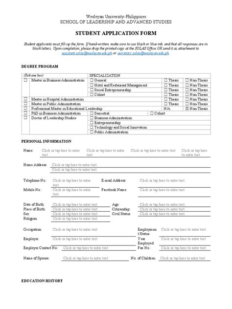 Solas Application Form Online Pdf Thesis